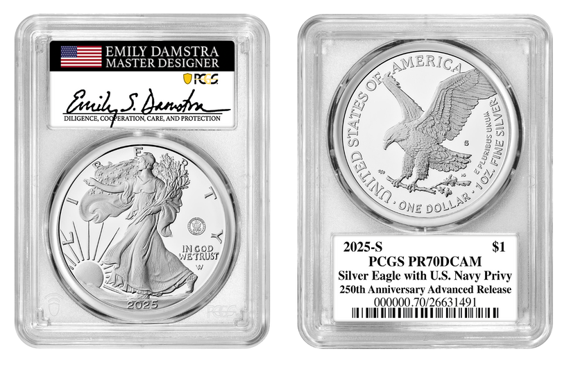 2025 Advanced Release Navy Privy Silver Eagle PR70 Damstra